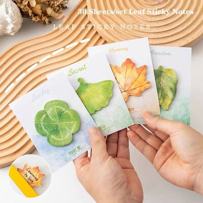 30 Sheet Leaf Sticky Notes Ginkgo Lndus Leaf Memoranda Messa