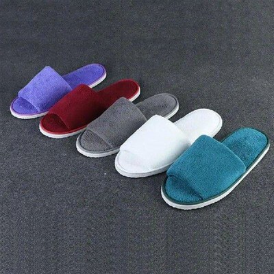 2Pairs Open Toe Disposable Slippers Thicken Fur Non-slip