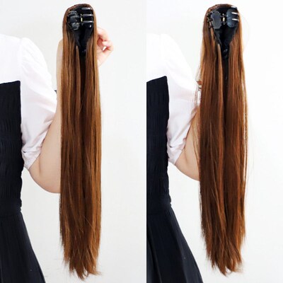 Passetail Wig Womens Long Hair Grab Clip Long Straight High