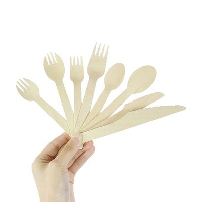 30/10Pcs Disposable Wooden Cutlery Forks/Spoons/Cutters Kniv