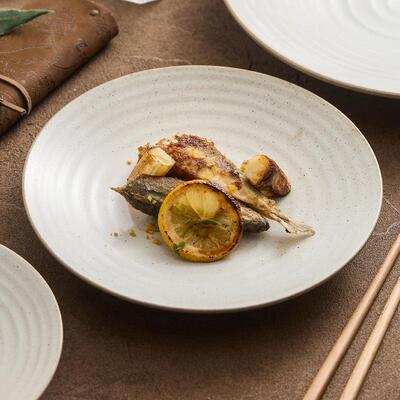 Hand-Thrown Platter Rustic Stoneware Dish Hotelware
