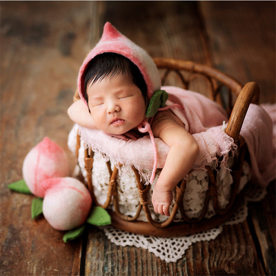 Newborn Photography Props Retro Rattan Round Basket Chair Be