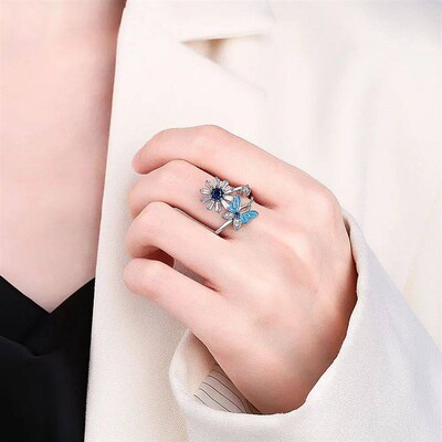 Butterfly Anxiety Rings for Women Fidget Stainless Steel Rin