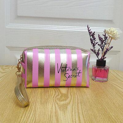 VS Striped Waterproof Cosmetic Bag Make Up Pouch Small