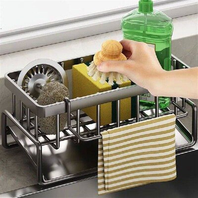 Kitchen Sink Drain Rack Sponge Soap Drainer Storage Holder