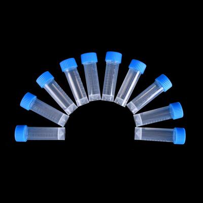 50pcs X 5ml Chemistry Plastic Test Tubes Vials Seal Caps Pac