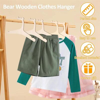 40/20Pcs Cute Little Bear Kids Hangers Creative Wooden Baby
