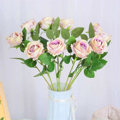 Simulation Rose Single Hand-feel Flannel Rose Home Wedding D