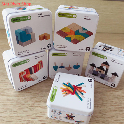 Children Wooden Puzzle Domino Tangram Toys Early Learning Ed