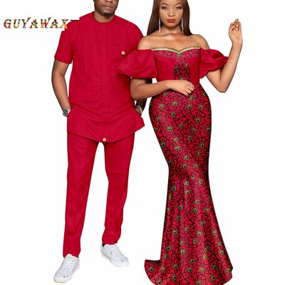 African Clothes for Couple Dashiki African Women Print Long