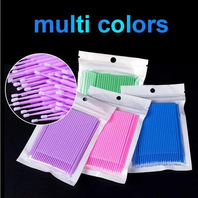 100Pcs Eyelash Cleaning Brush Lash Extension Micro Cotton Sw