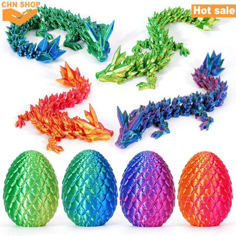 3D Printed Easter Dragon Eggs with Dragon Inside Fidget Toy