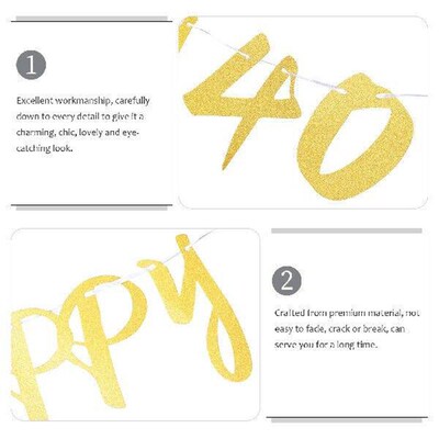 40th Birthday Party Supplies Happy Decorations Flag Banner