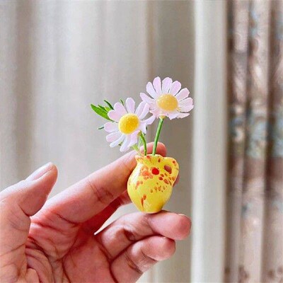 5-8PCS Ceramic Vase Refrigerator Magnet Mini Flower