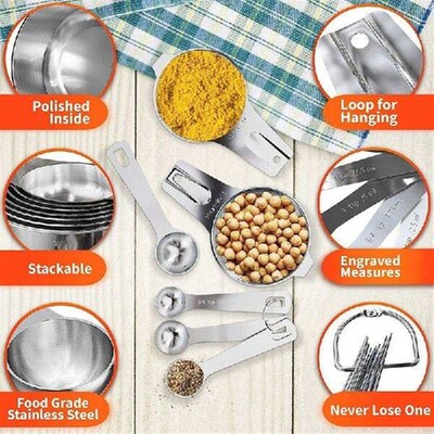 Stainless Steel Measuring Cups And Spoons Set Of 14
