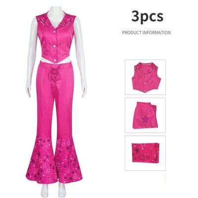 Movie Barbi Cosplay Rose Red Bell Bottoms Barbe Cos Suit