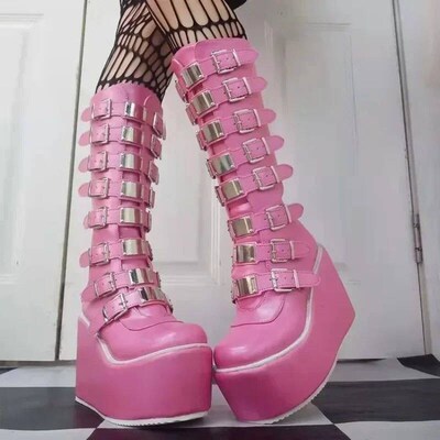 Women Boot Copl Ladie High Heel Platform Wedge Women High Bo