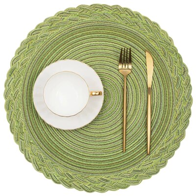 4PCS Round Table Mats Woven Placemats Heat Insulation Mat Di