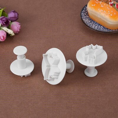 3Pcs Christmas Baking Mold Butterfly Fondant Cookie Cake Sug