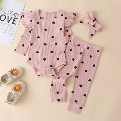 3Pcs Baby Girl Outfit Set Newborn Toddler Girls Clothes Ruff