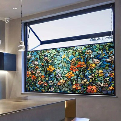 45x100cm Colorful Pattern Privacy Window Stickers Static Cli