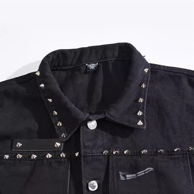 rendy Mens Black Denim Vest Fashionable ol Rivet Plus Size