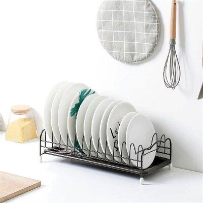 Iron Kitchen Dish Drying Rack Holder with Tray Tableware