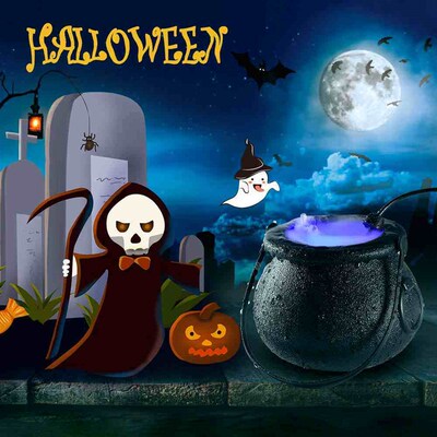 Halloween Witch Pot Mist Maker Fogger,Witch Cauldron Fog Mak