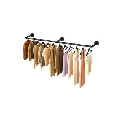 70.8+Inch+Industrial+Pipe+Clothing+Rack+Wall+Mounted+Clothes
