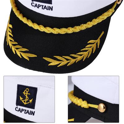 Adult Yacht Boat Ship Sailor Captain Costume Hat Cap Navy
