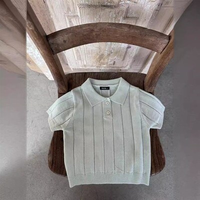 Ins Korean Version 2025 Baby Sweater Thin Top Lapel Children