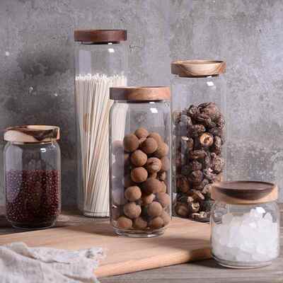 Glass storage jar sealed bottle canister multigrain coffee