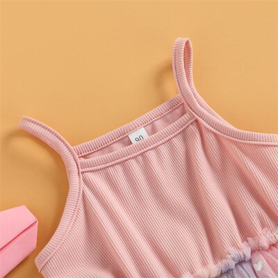 Citgeett Summer Kids Girl Dresses Pink Stitched Heart Print