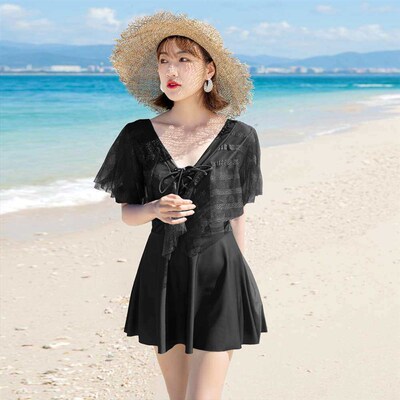 New Swimsuit Womens Black Lace Conservatively Conservative