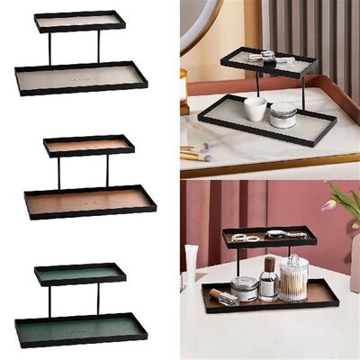 Double Layer Vanity Organizer Tray Stylish Storage Rack