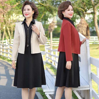 Young Mom Autumn Long-sleeved Dress Mid-length 40-year-old M