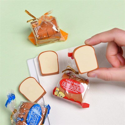 8pack  Novelty Toast  Bread Shaped Erasers Classroom Rewards