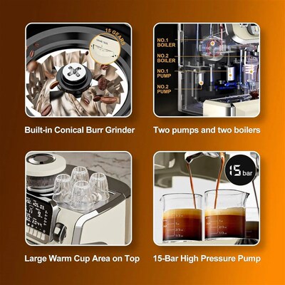 TC520 Espresso Machine with Milk Frother,Semi Automatic Cof