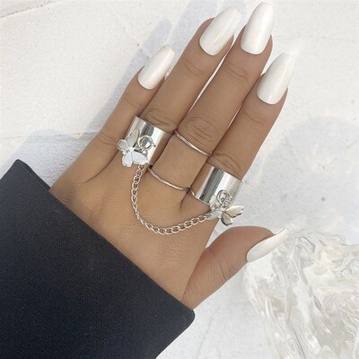 Butterfly Ring Punk Open Linked Finger RingCreative Punk Lin