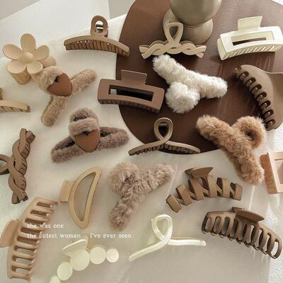 发夹Hot+Sale+Solid+Color+Claw+Clip+Large+Barrette+Crab+Hair