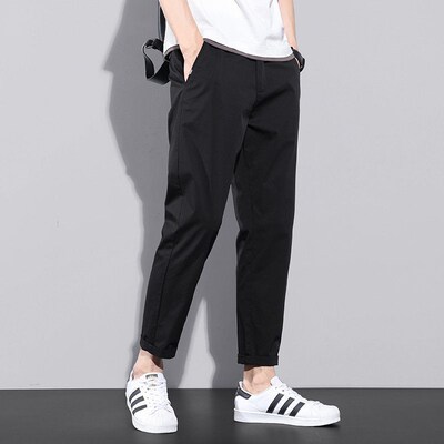 Summer Thin Ice Silk Casual Pants Mens Slim-Fit Stetch Stra