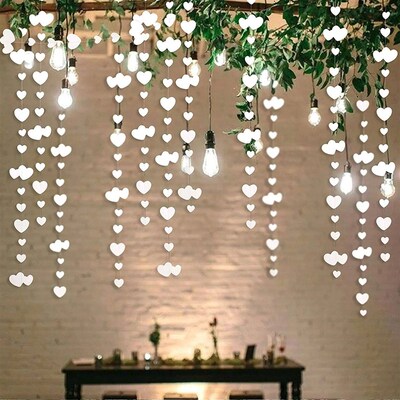 Paper White Heart Garlands Love Heart Banner Sreamer for Wed