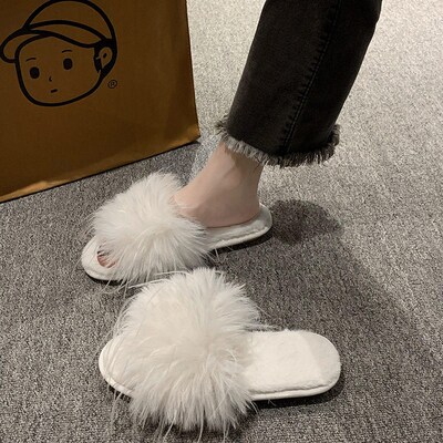 2025 Korean Version Of Flat Fur Slippers Wearing Fashionable