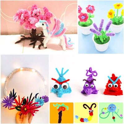 10/50/100Pcs 30cm Multicolored Chenille Twist Wire Stems Pip