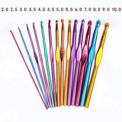 Knitting+Hook+Set+Aluminum+Crochet+Hooks+Multicolor+Mixed+2-
