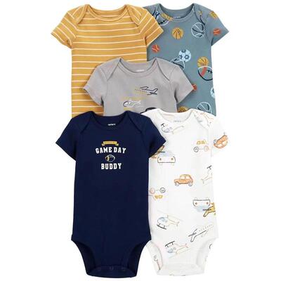 5pcs/set Breathable Cotton Bodysuits Short Sleeve Rompers fo