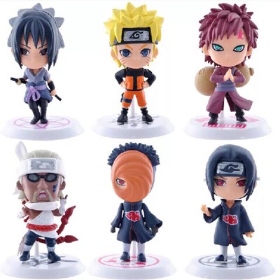 6 Pcs/Lot NARUTO Sasuke Gaara Uchiha Madara Figure 7-8cm 2 S