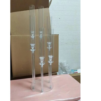 6 Heads Acrylic Candle Holder or 6 LED Candles, Wedding Cand