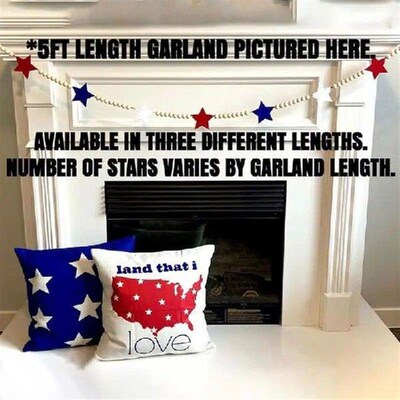 Independence Day Garland For Mantle 4.1ft Stars Banner With