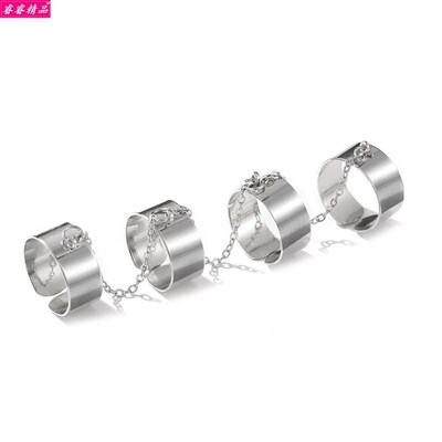 Hip hop Chain Punk Open joint Rings Index Finger Ring set潮